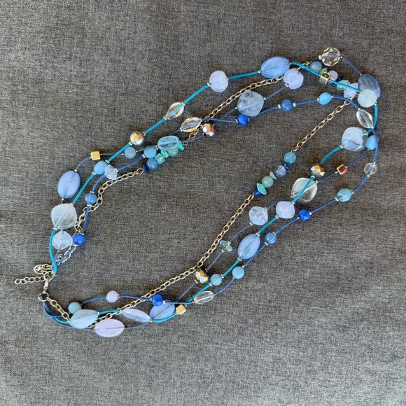GANZ | Jewelry | Vintage Ganz Blue Glass Beaded Three Strand Threaded ...